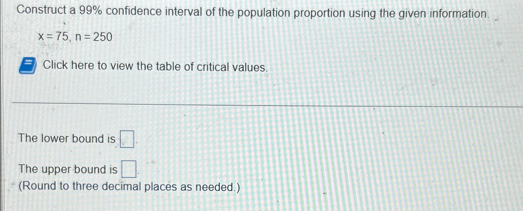 Solved Construct a 99% ﻿confidence interval of the | Chegg.com