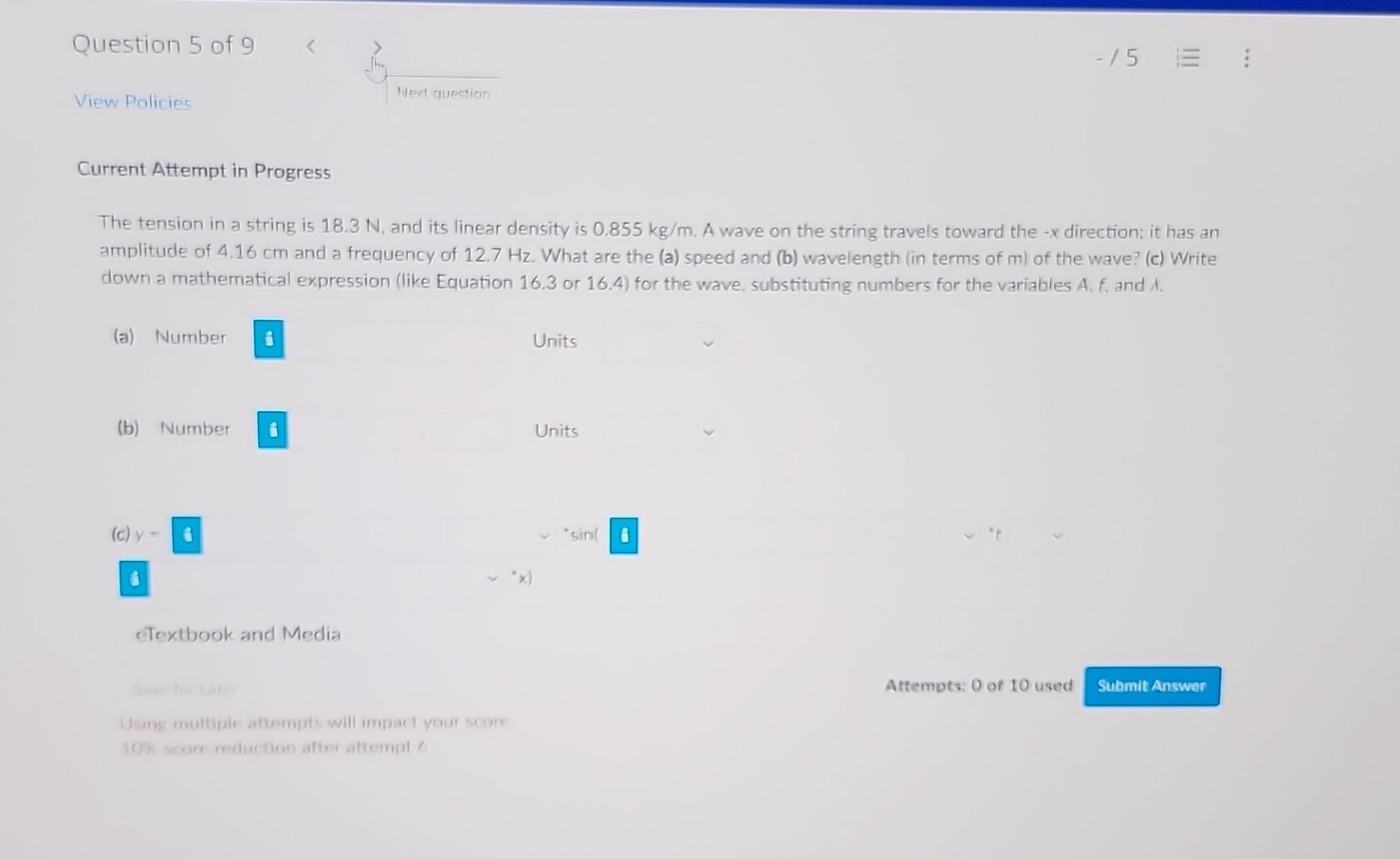 Solved Current Attempt in Progress The tension in a string | Chegg.com