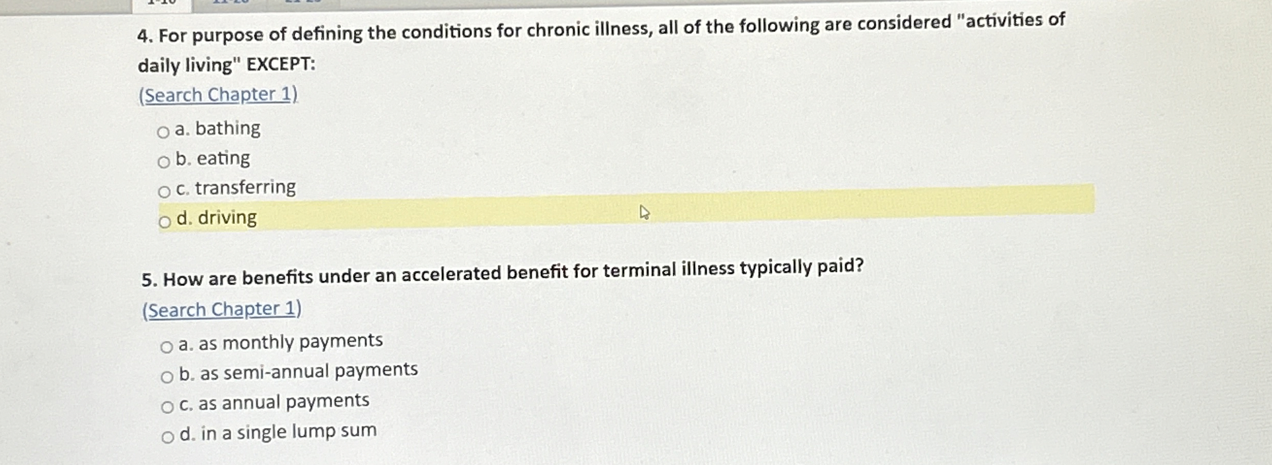 Solved For purpose of defining the conditions for chronic | Chegg.com