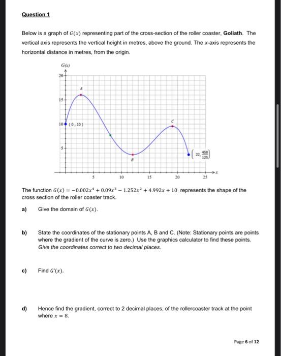Solved Below is a graph of G(x) representing part of the | Chegg.com