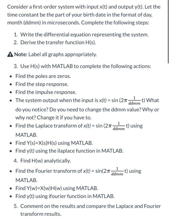 Solved Consider A First order System With Input X t And Chegg solved-consider-a-first-order-system-with-input-x-t-and-chegg