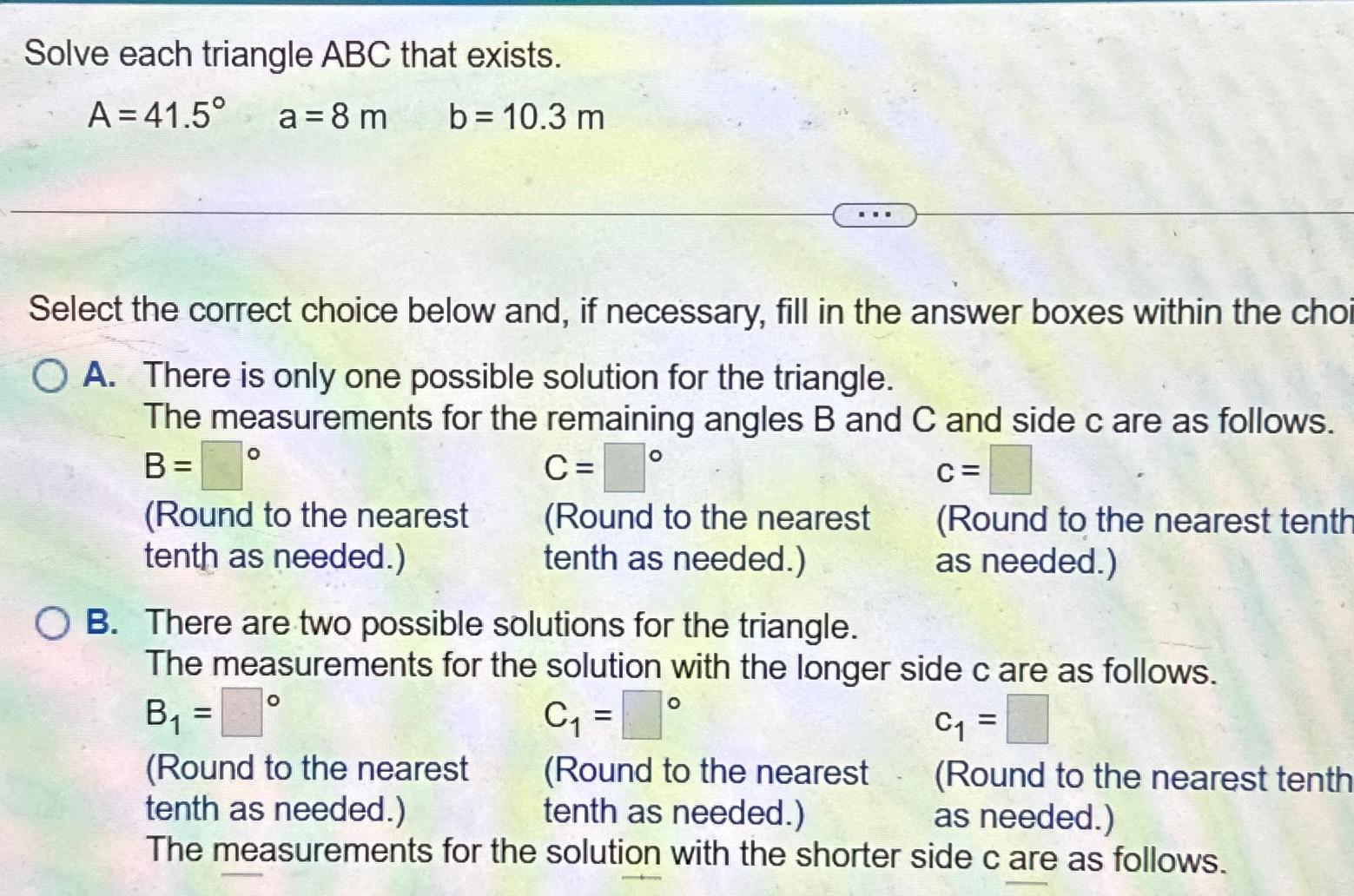 Solved Solve each triangle ABC that | Chegg.com