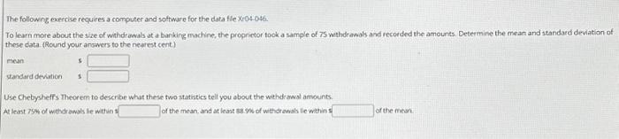 Solved The following exercise requires a computer and | Chegg.com