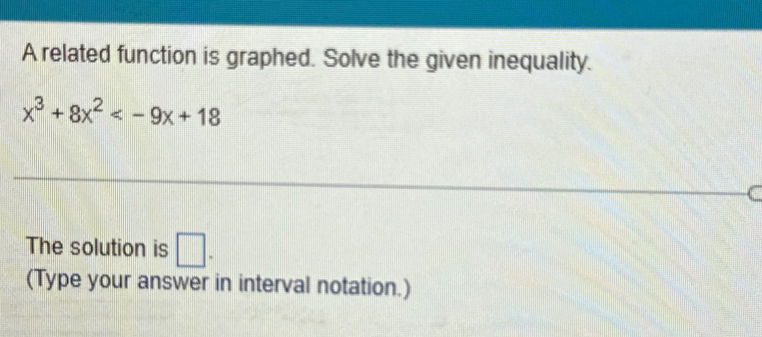 Solved A related function is graphed. Solve the given | Chegg.com