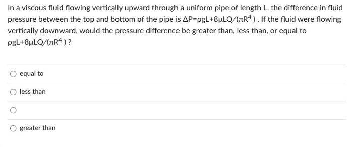 Solved In a viscous fluid flowing vertically upward through | Chegg.com