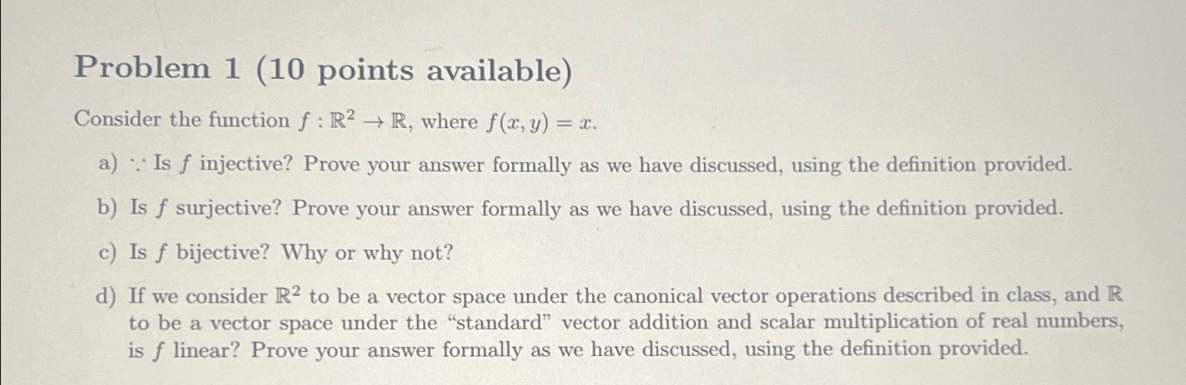 Solved Problem 1 (10 ﻿points available)Consider the function | Chegg.com