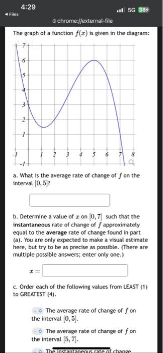 Solved b. Determine a value of x on [0,7] such that the | Chegg.com