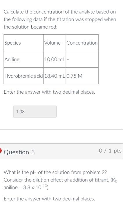 Solved Calculate the concentration of the analyte based on | Chegg.com