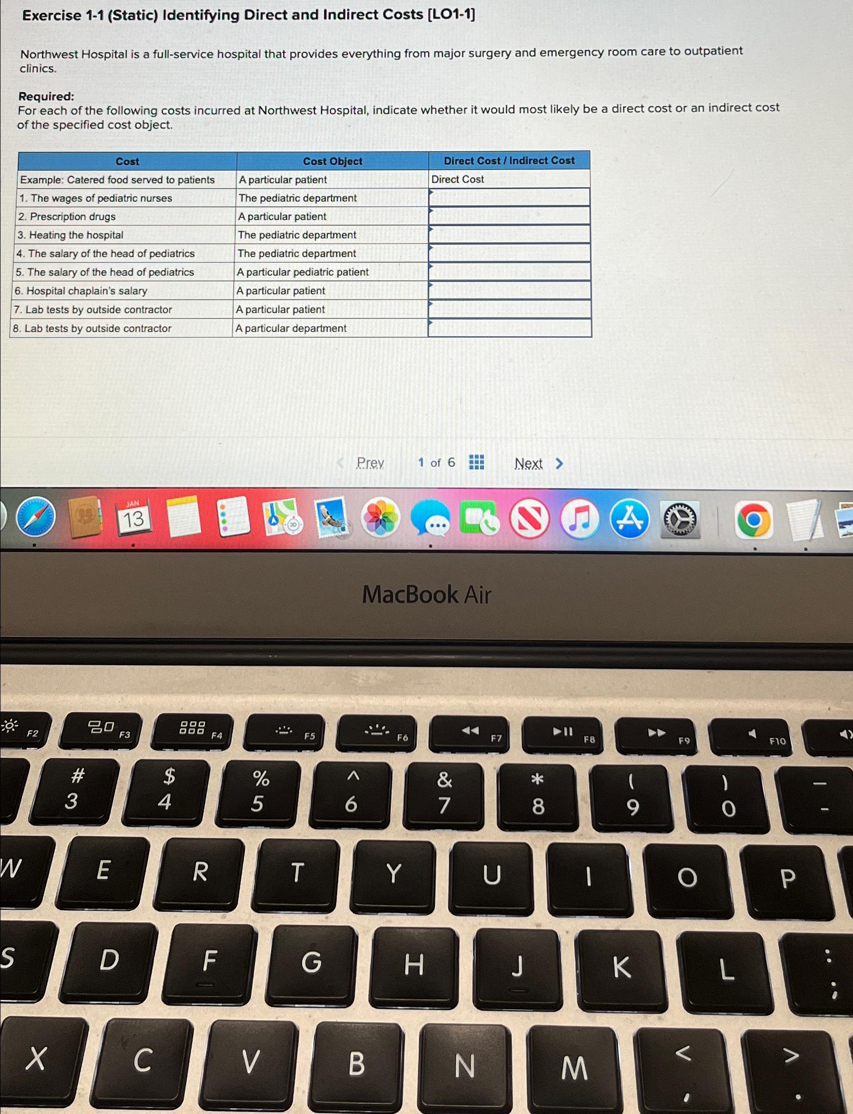 Solved Exercise 1-1 (Static) ﻿Identifying Direct and | Chegg.com