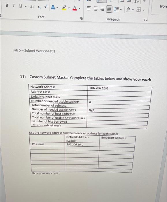 6) Complete the table shown below and show your work: | Chegg.com