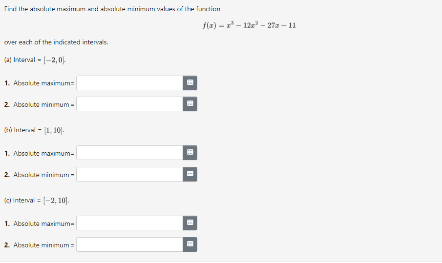 Solved Find the absolute maximum and absolute minimum values | Chegg.com