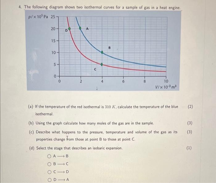 Solved 4. The following diagram shows two isothermal curves | Chegg.com
