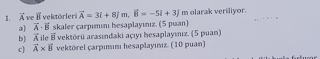 vec(A) ﻿ve vec(B) ﻿vektörleri | Chegg.com