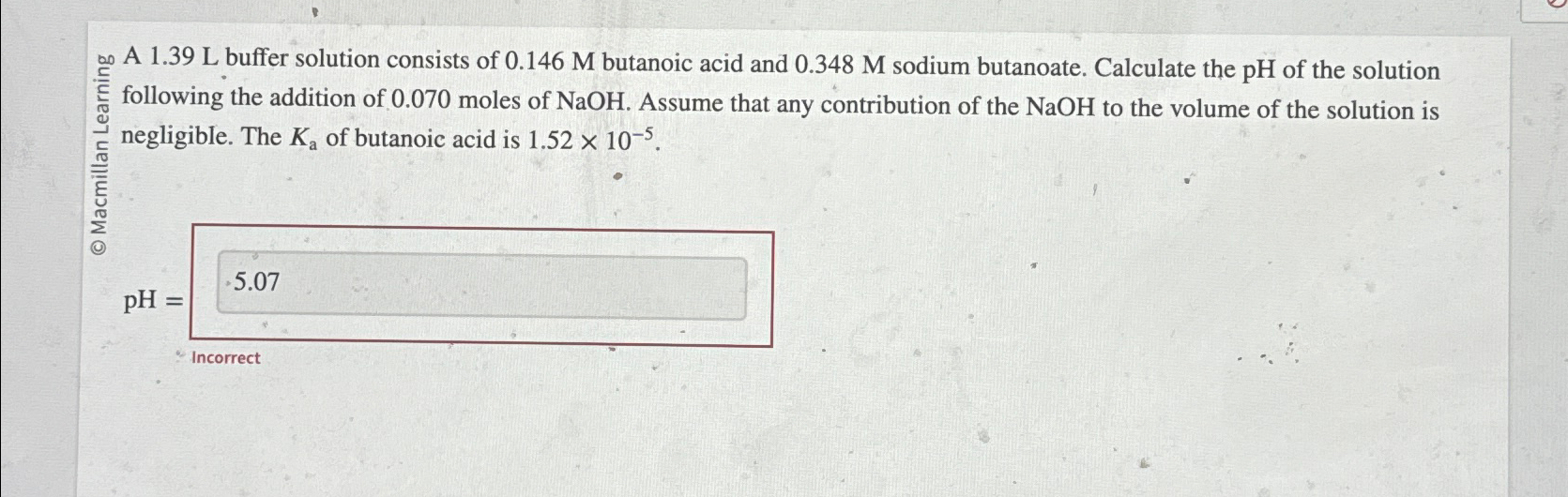 Solved bo A 1.39L ﻿buffer solution consists of 0.146M | Chegg.com