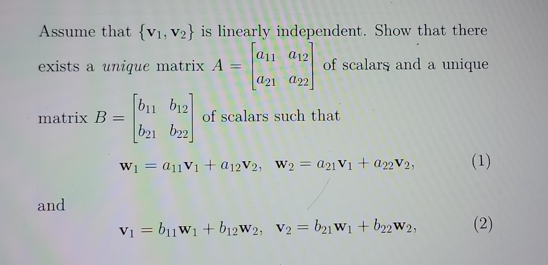 Solved Suppose v1,v2 and w1,w2 are vectors in Rn for some n, | Chegg.com