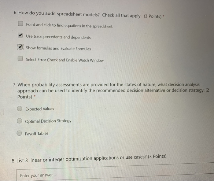 Solved 6. How do you audit spreadsheet models? Check all | Chegg.com