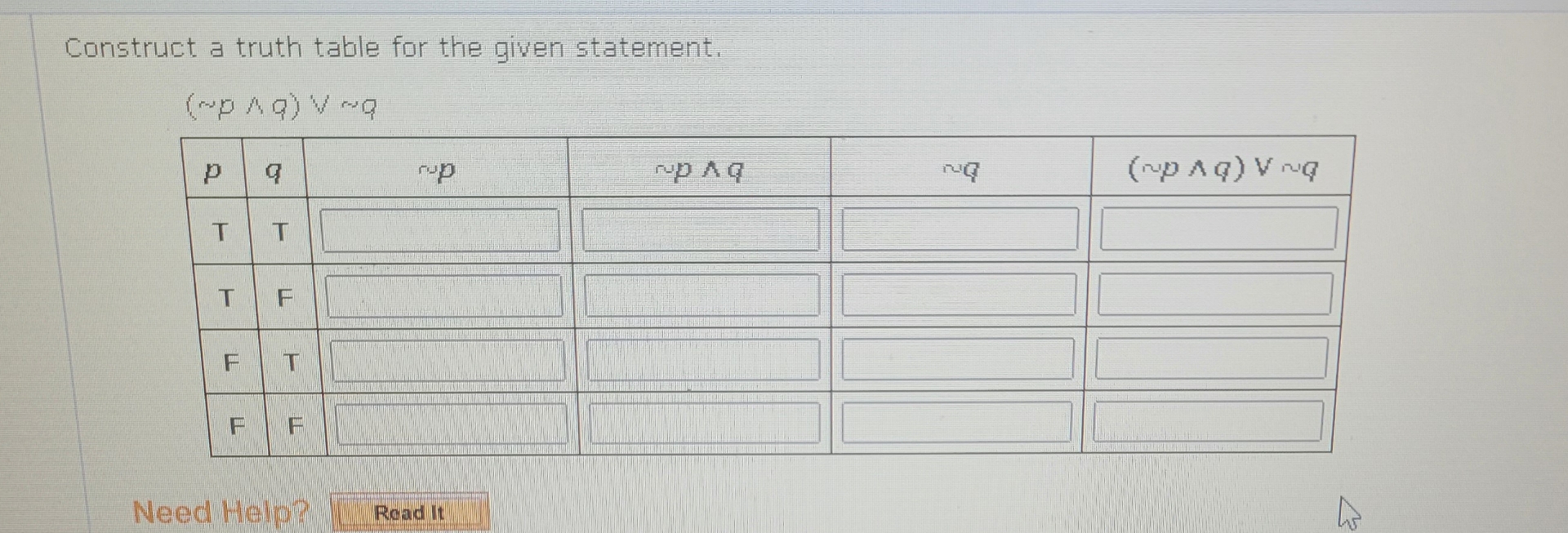 Solved Construct a truth table for the given statement. | Chegg.com