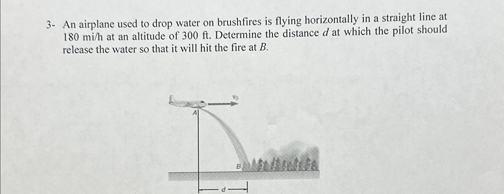 Solved 3- ﻿An airplane used to drop water on brushfires is | Chegg.com