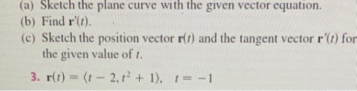 Solved (a) Sketch the plane curve with the given vector | Chegg.com