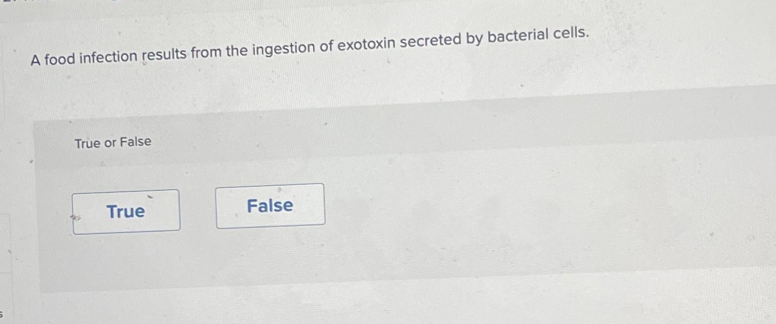 Solved A food infection results from the ingestion of | Chegg.com