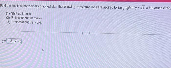 Solved Find the function that is finally graphed after the | Chegg.com