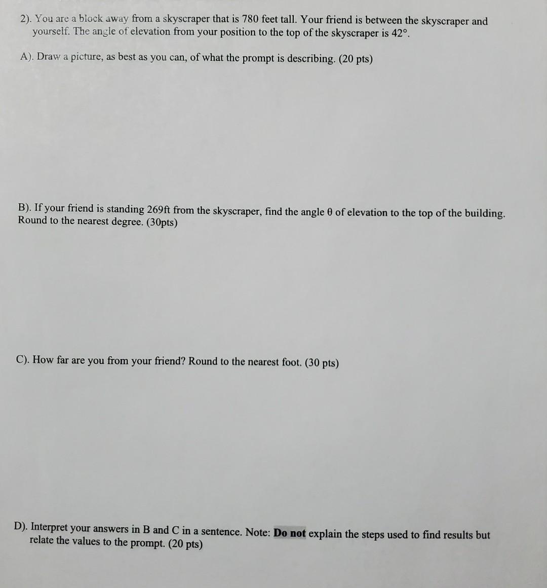 Solved You are a block away from a skyscraper that is 780 | Chegg.com