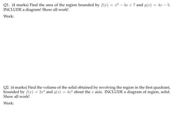 Solved 1. (marks) Find the area of the region bounded by | Chegg.com