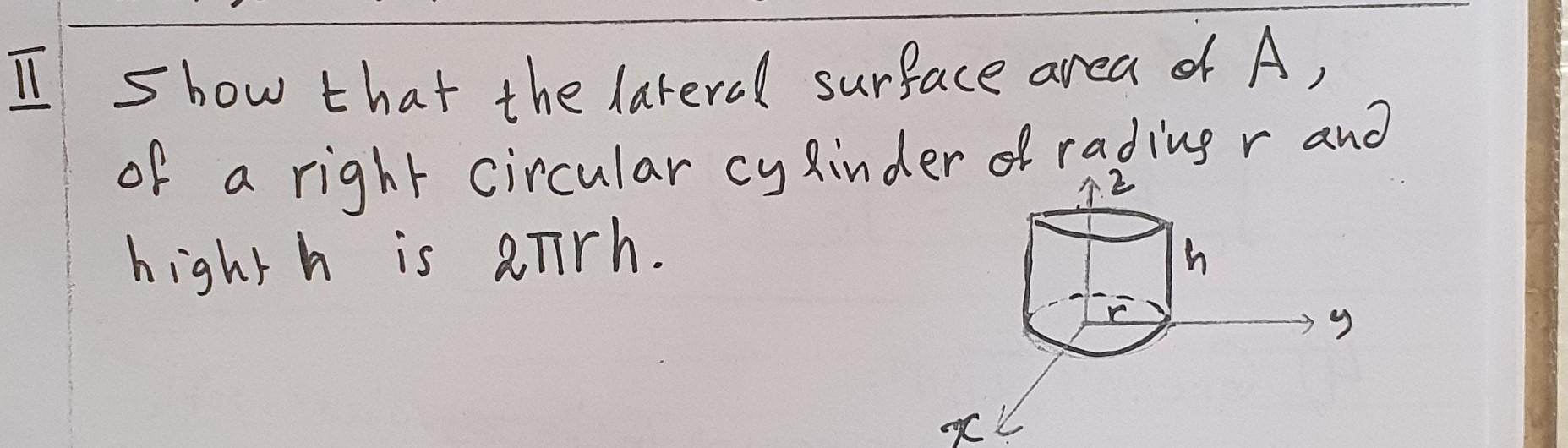 Solved II Show that the lateral surface area of A, of a | Chegg.com