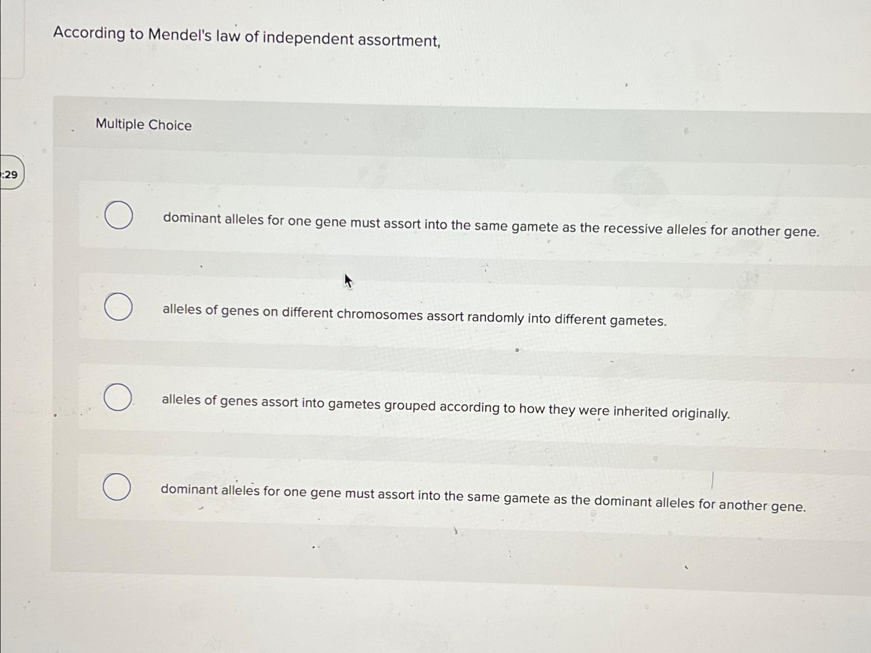 Solved According to Mendel's law of independent | Chegg.com