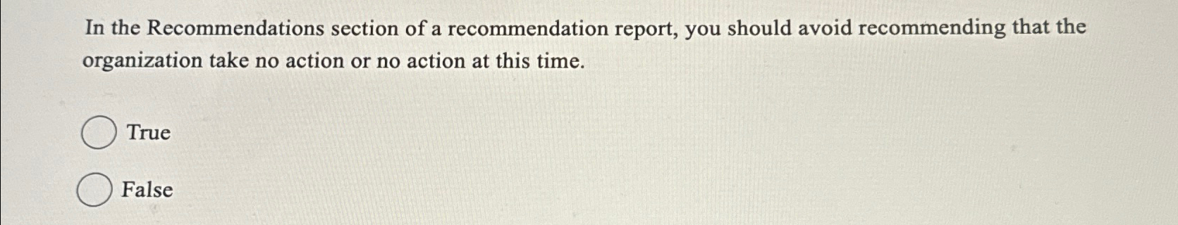 Solved In the Recommendations section of a recommendation | Chegg.com