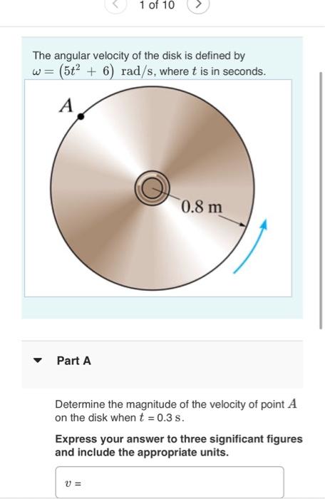 Solved The angular velocity of the disk is defined by | Chegg.com