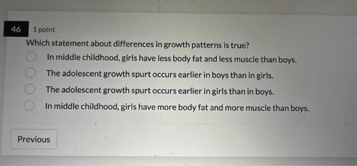 Which statement about differences in growth patterns | Chegg.com