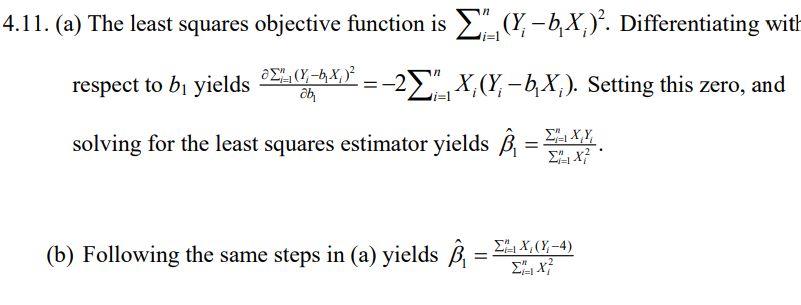 Solved 4 11 A the Least Squares Objective Function Is