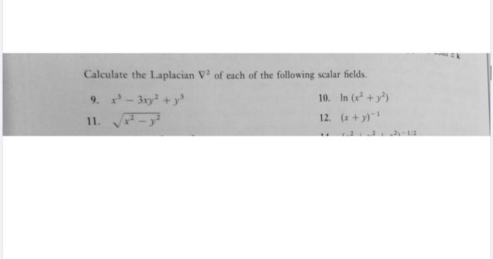 Calculate the Laplacian V2 of each of the following | Chegg.com