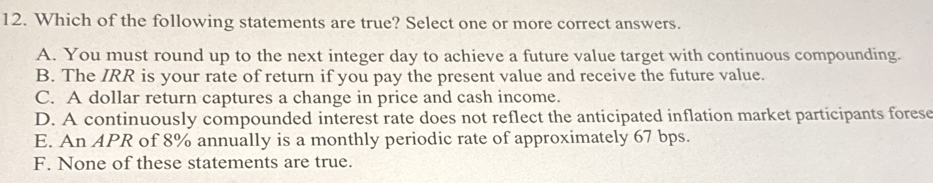 Solved Which of the following statements are true? Select | Chegg.com