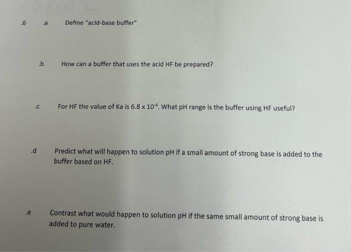 Solved .a Define "acid-base buffer" b How can a buffer that | Chegg.com