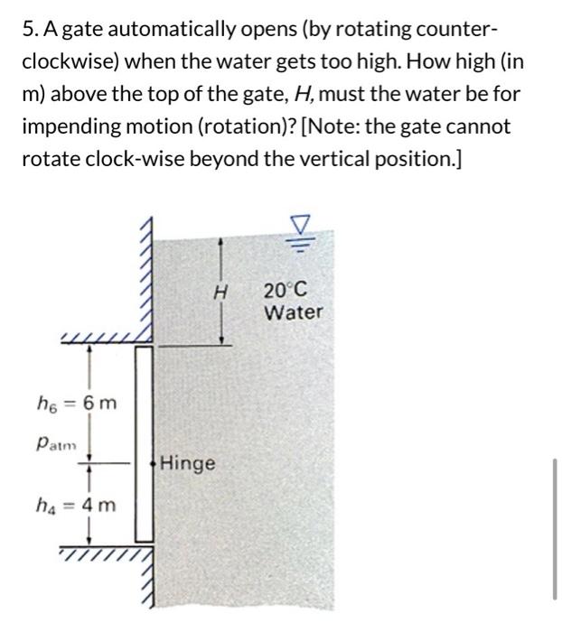 Solved 5. A gate automatically opens (by rotating | Chegg.com