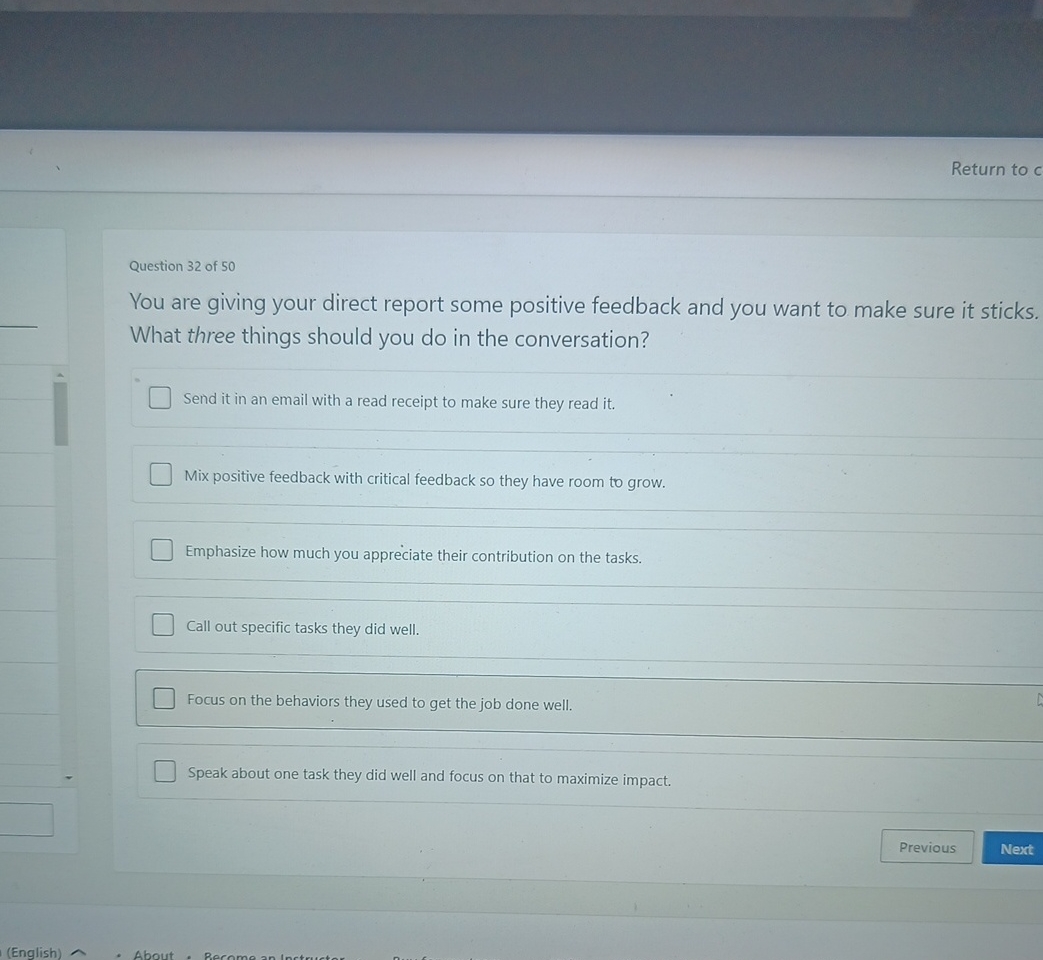 Solved Return to cQuestion 32 ﻿of 50You are giving your | Chegg.com