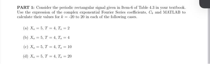 PART 1: Consider the periodic rectangular signal | Chegg.com