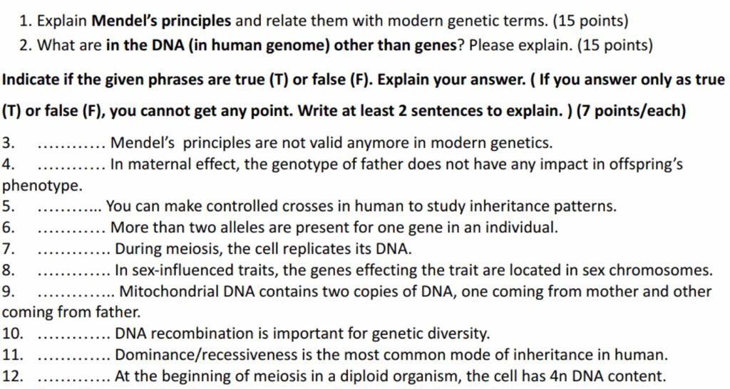 Solved 1. Explain Mendel's principles and relate them with | Chegg.com