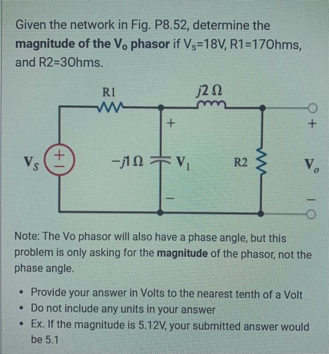 Solved Given the network in Fig. P8.52, determine the | Chegg.com
