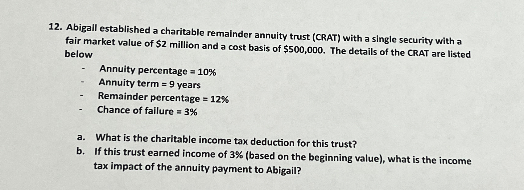 Solved Abigail established a charitable remainder annuity | Chegg.com