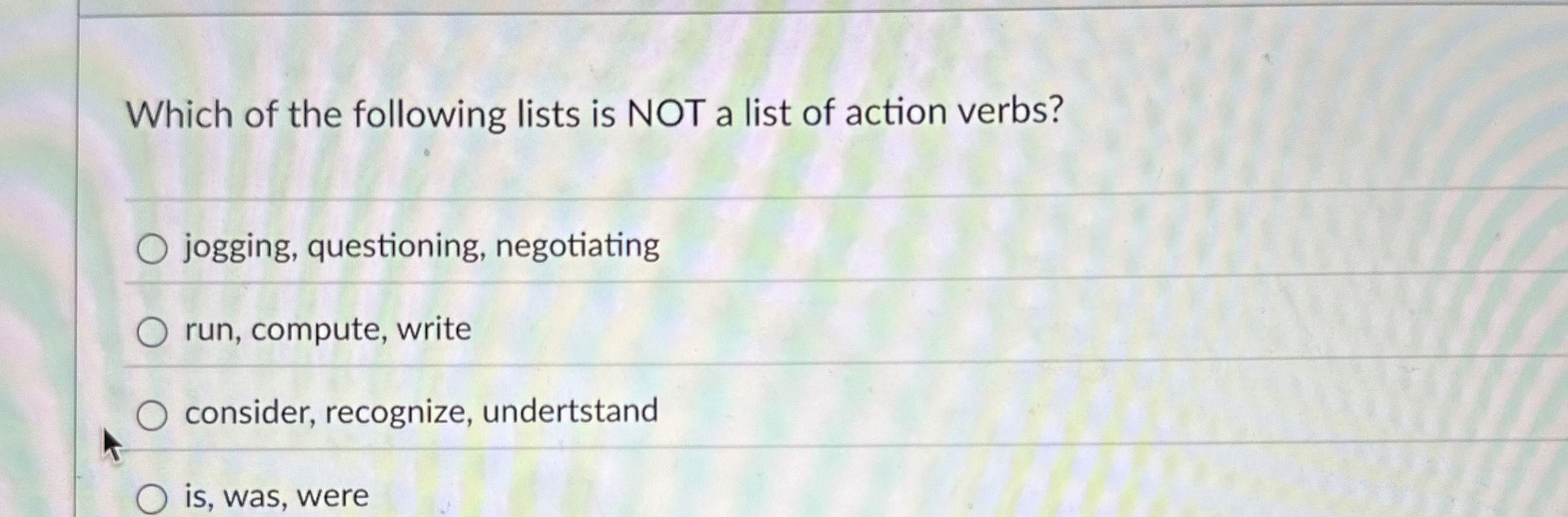 Solved Which of the following lists is NOT a list of action | Chegg.com