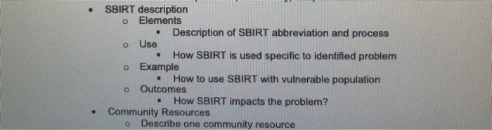 Solved SBIRT powerpoint example for alcohol use in people | Chegg.com