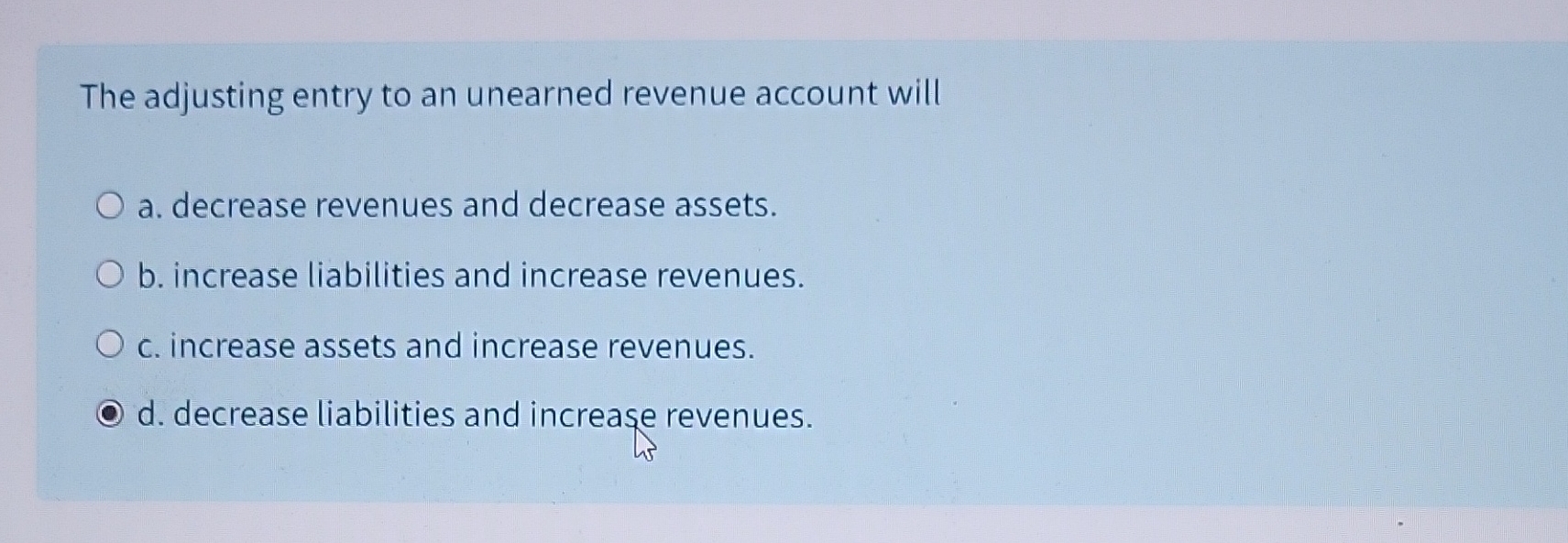 Solved The adjusting entry to an unearned revenue account | Chegg.com