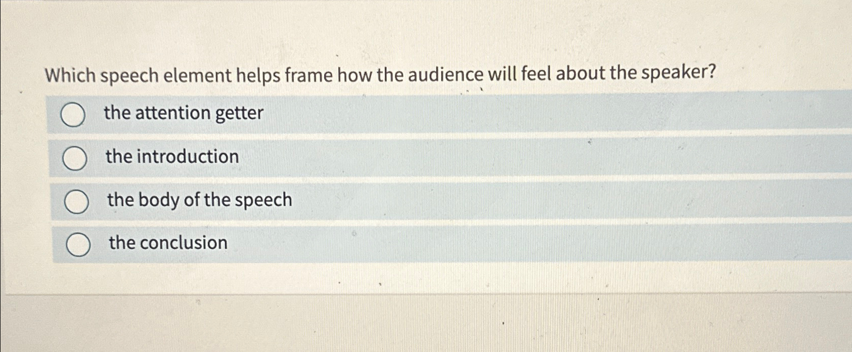 Solved Which speech element helps frame how the audience | Chegg.com