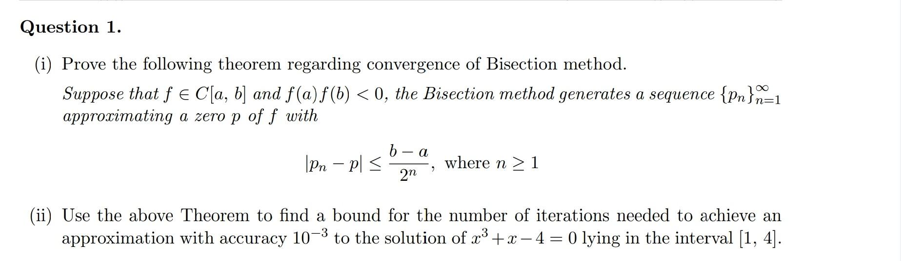 Solved I Prove The Following Theorem Regarding Convergence