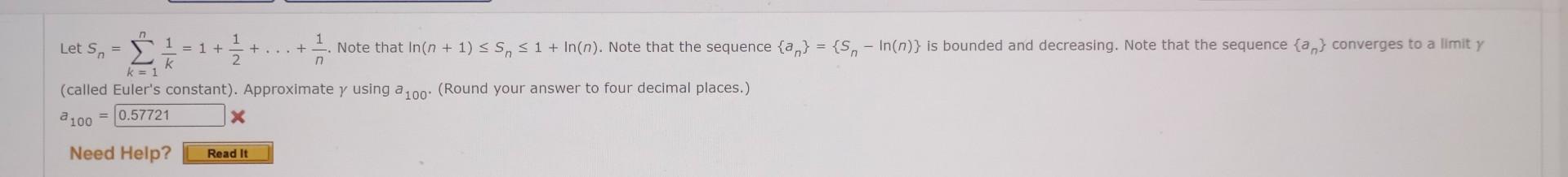 Solved (called Euler's constant). Approximate γ using a100. | Chegg.com