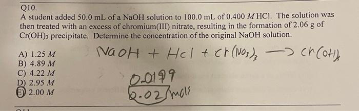 Solved Determine the concentration of nitrate ions in the | Chegg.com