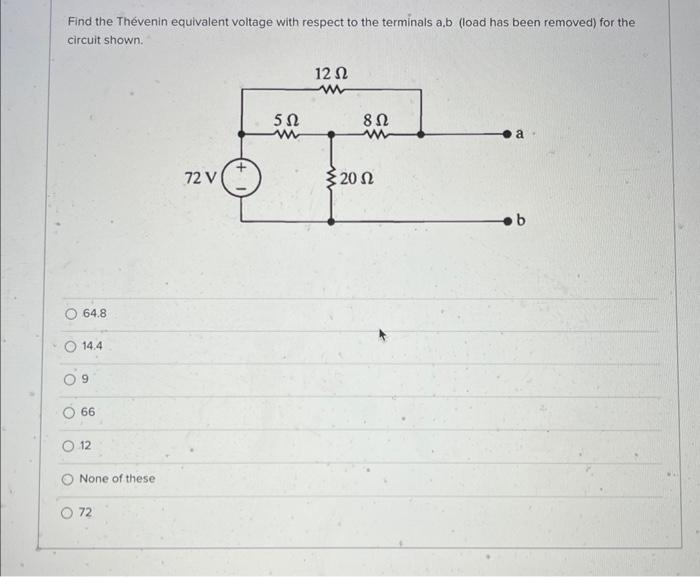 Solved Find the Thévenin equivalent voltage with respect to | Chegg.com